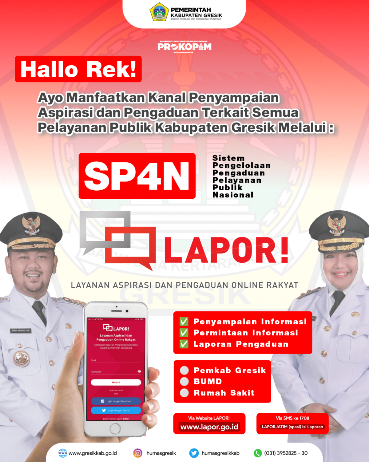 Pemkab Gresik Buka Kanal Aduan Masyarakat Melalui SP4N Lapor - info GRESIK